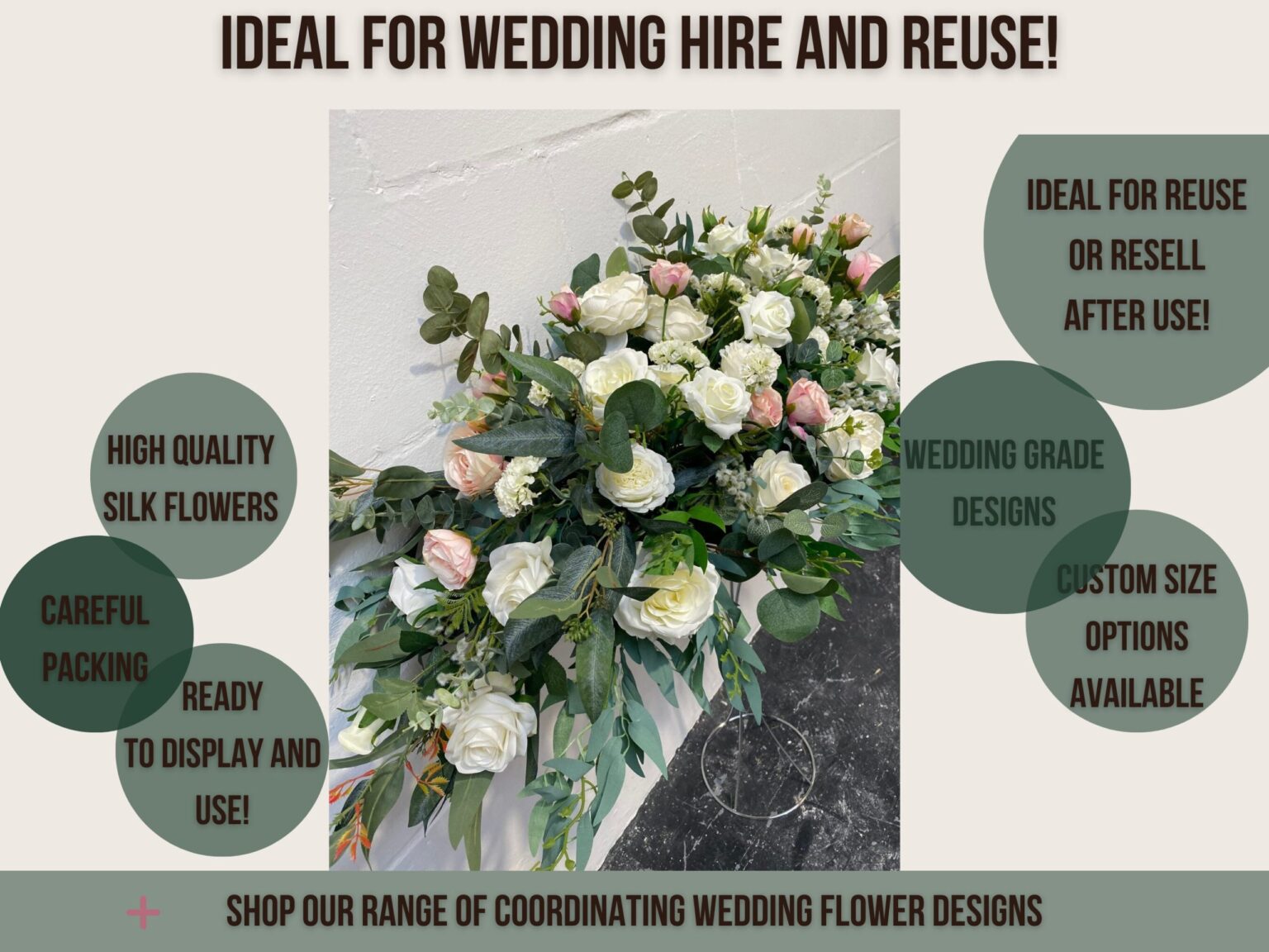 White and Pink Rose Wedding Flower Centrepiece - IVY CRUZ